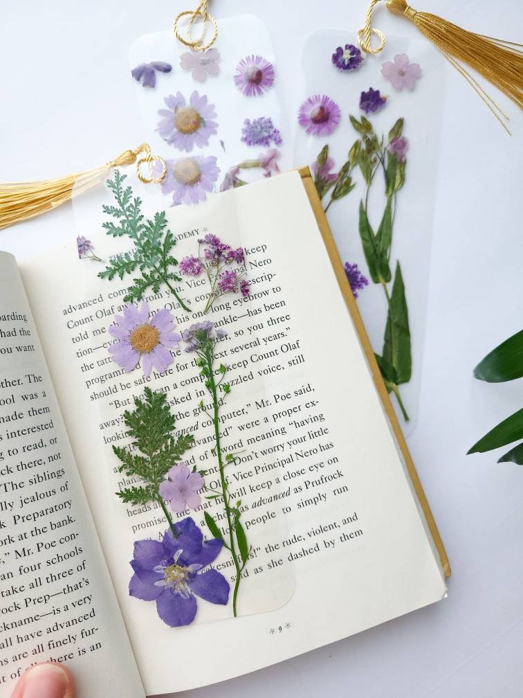 Purple Pressed Flower Bookmark - Etsy