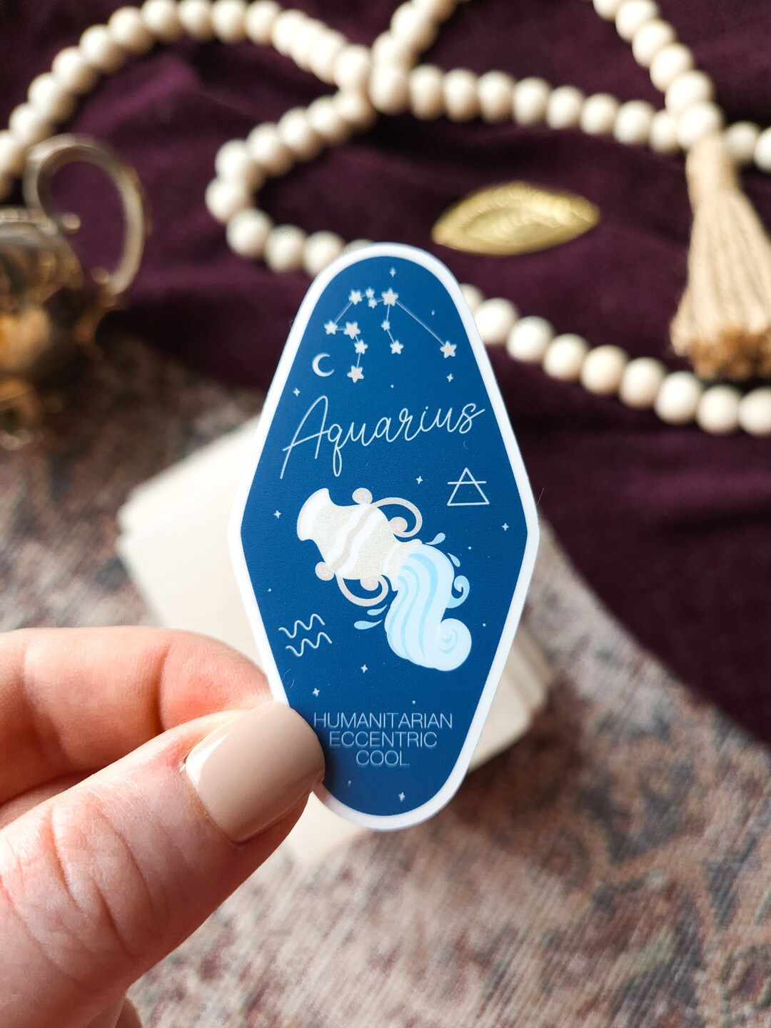 Aquarius Keychain Vinyl Sticker - Etsy