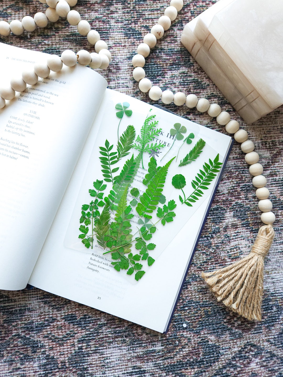 Greenery Pressed Flower Bookmark - Etsy