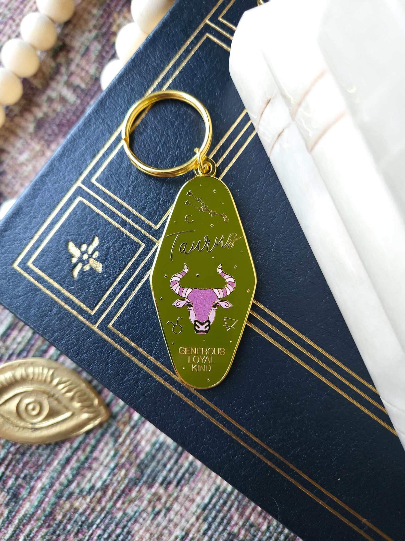 Taurus Enamel Keychain - Etsy