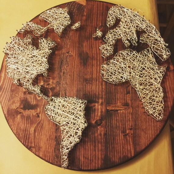 Items similar to Globe/World Wood Map String Art on Etsy