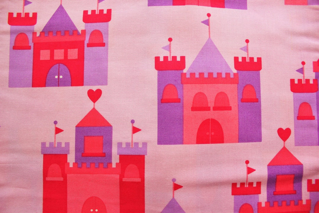 Cotton Fabric / Princess Life Pink Castle / Robert Kaufman/ Quilting ...
