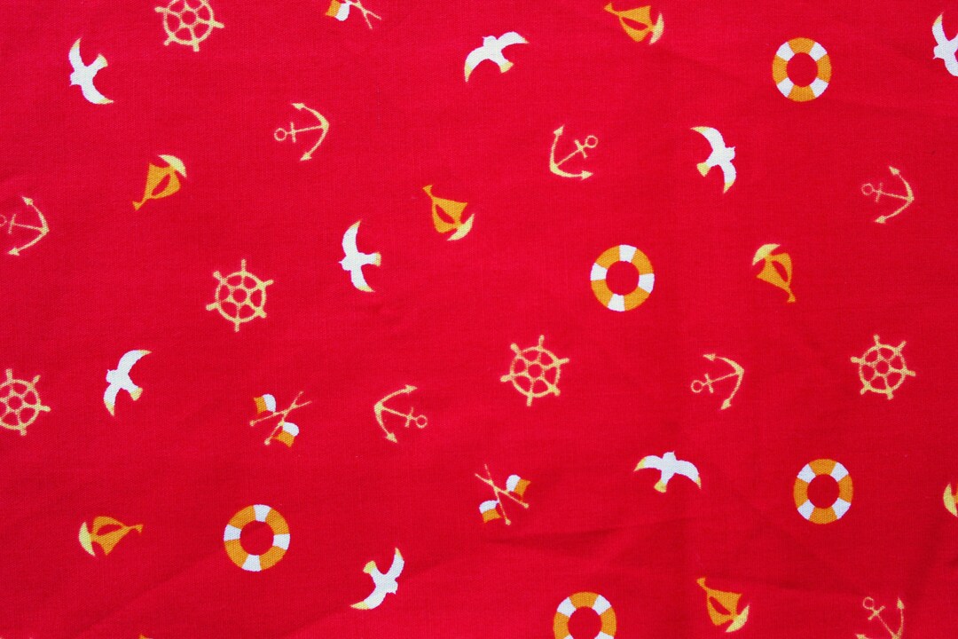 Japanese Fabric / Nautical Fabric / Cotton Fabric / Sevenberry / Red ...