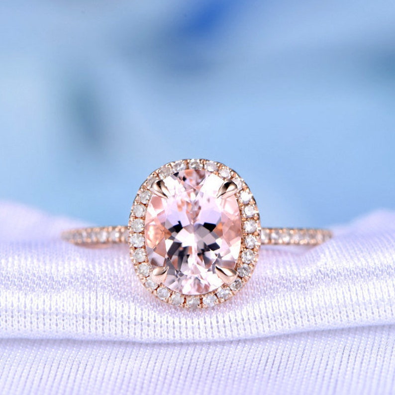 Natural Pink Morganite Engagement Ring 14k Rose Gold 7x9mm | Etsy