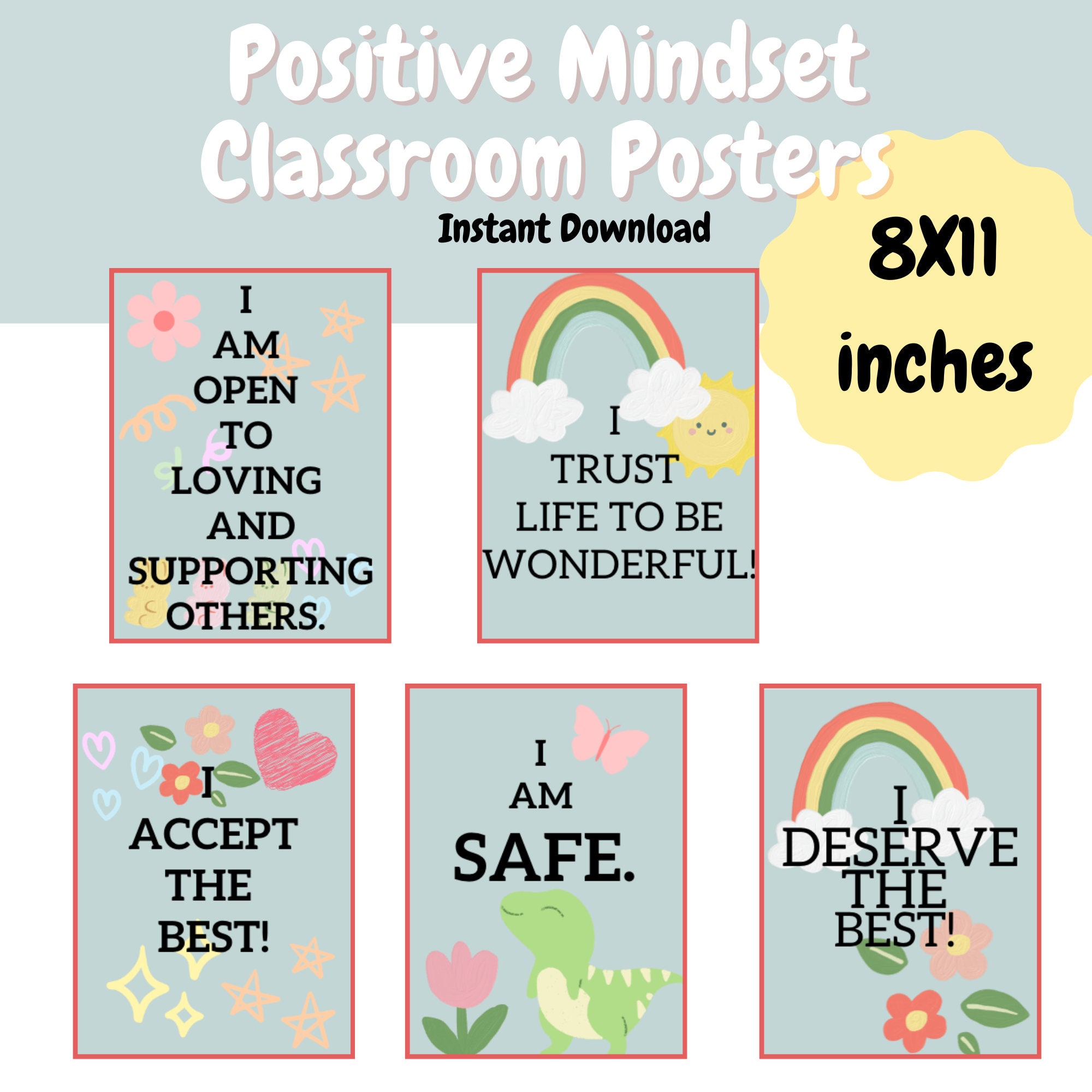 A 10 Printable Bundle Set Positive Mindset School Psychology Office ...