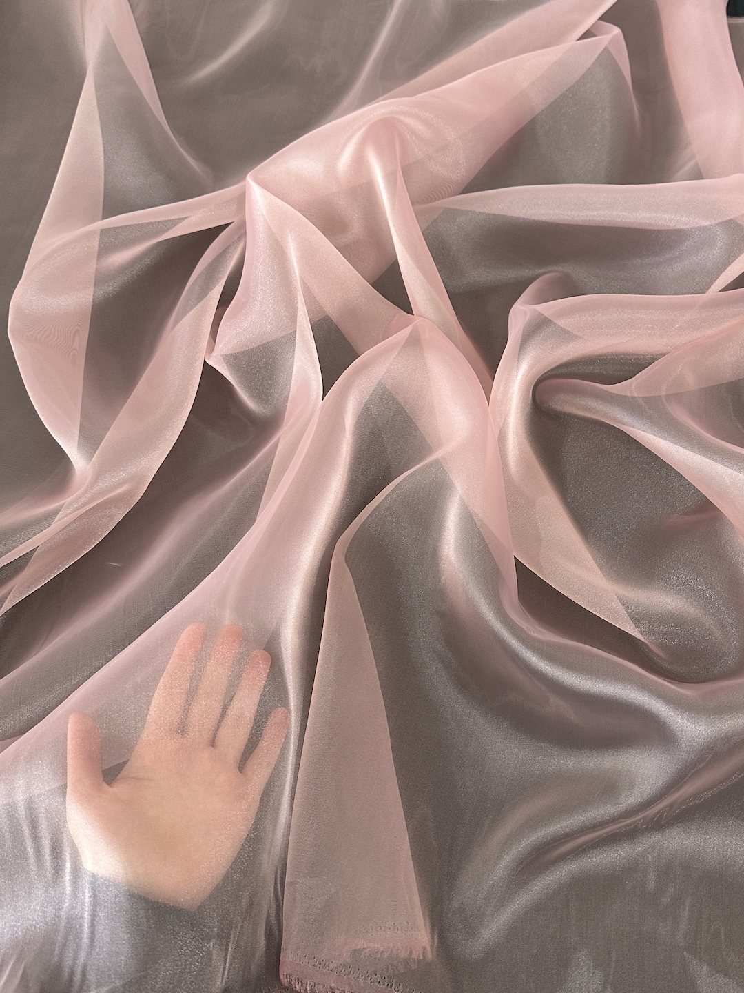 Blush Crystal Organza Fabric, Dusty Pink Sheer Organza Fabric, Pale ...