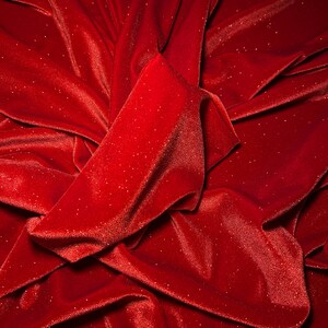 Red Shimmer Stretch Velvet, Red Glitter Velvet Fabric, Red Glimmery ...