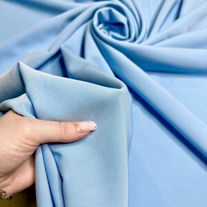 Baby Blue Stretch Crepe Fabric, Sky Blue Crepe Fabric by Yard, Wedding ...