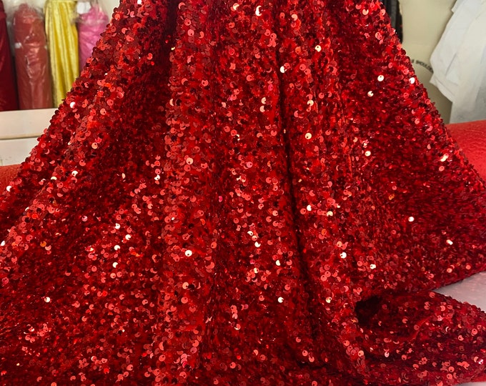 RED 4way Stretch Sequins Lace Mesh Fabric 50 Width 1 Yard - Etsy