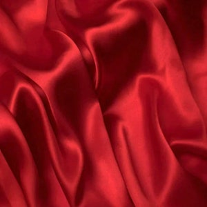 Red Satin Fabric, Silky Satin Fabric Red, Bridal Satin Medium Weight ...