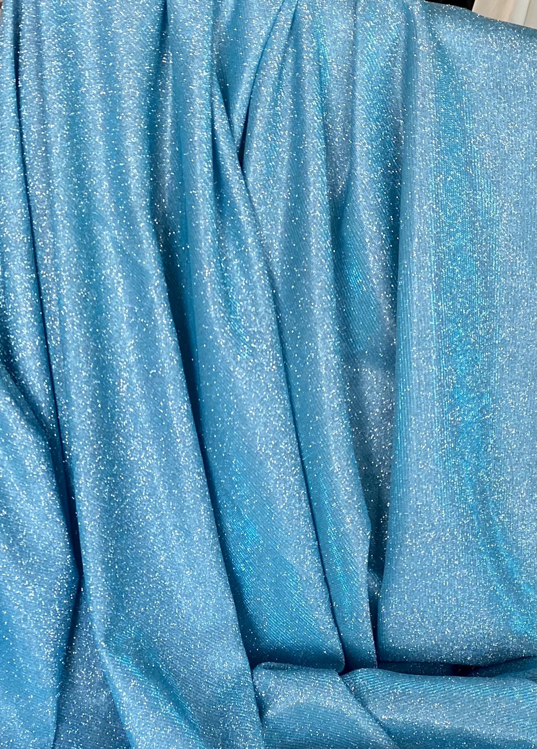 Baby Blue Lurex Glitter Fabric/ Glimmer/ Blue Shimmer Fabric, Sky Blue ...