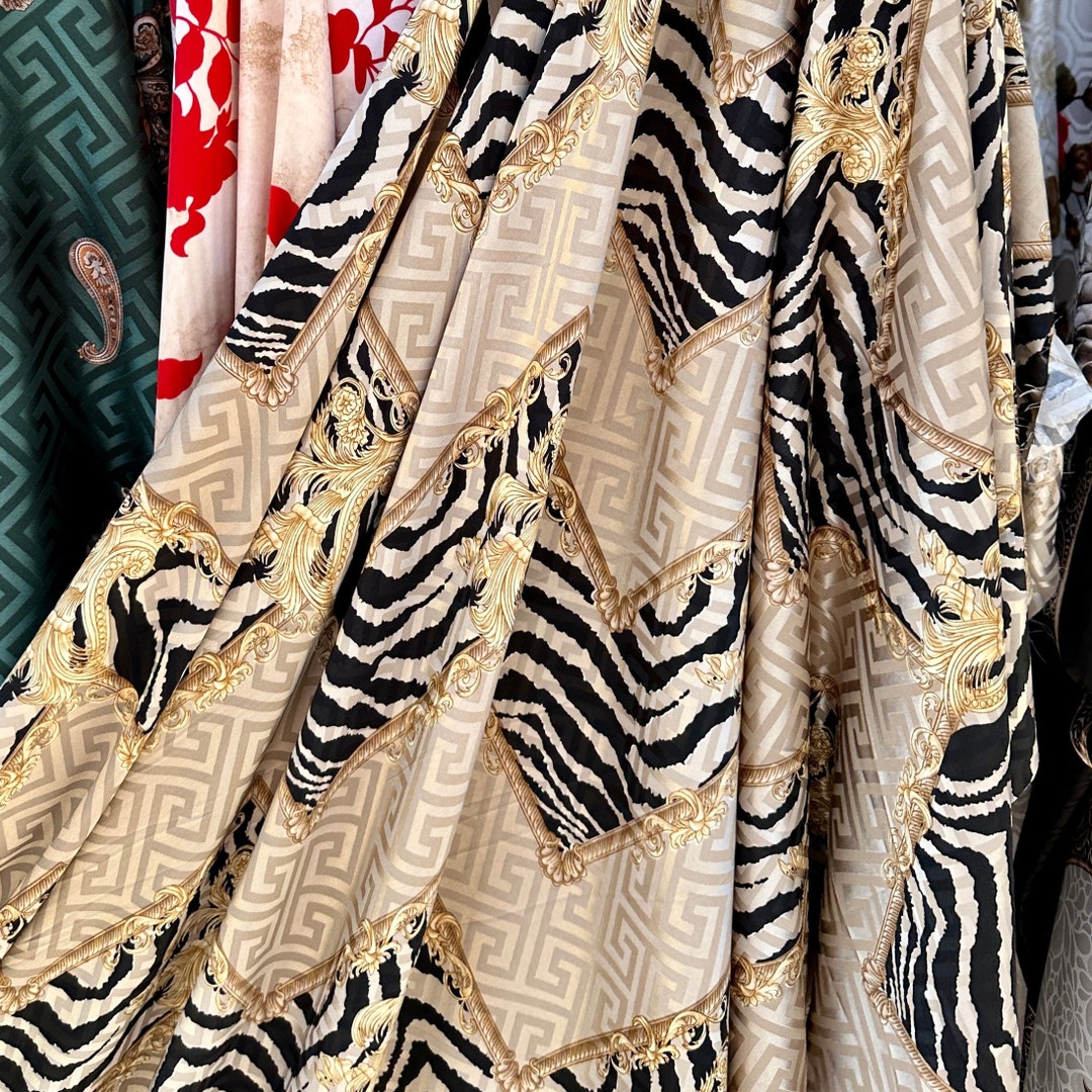 Animal Print Satin, Zebra Print Satin Fabric by the Yard, Printed Satin ...
