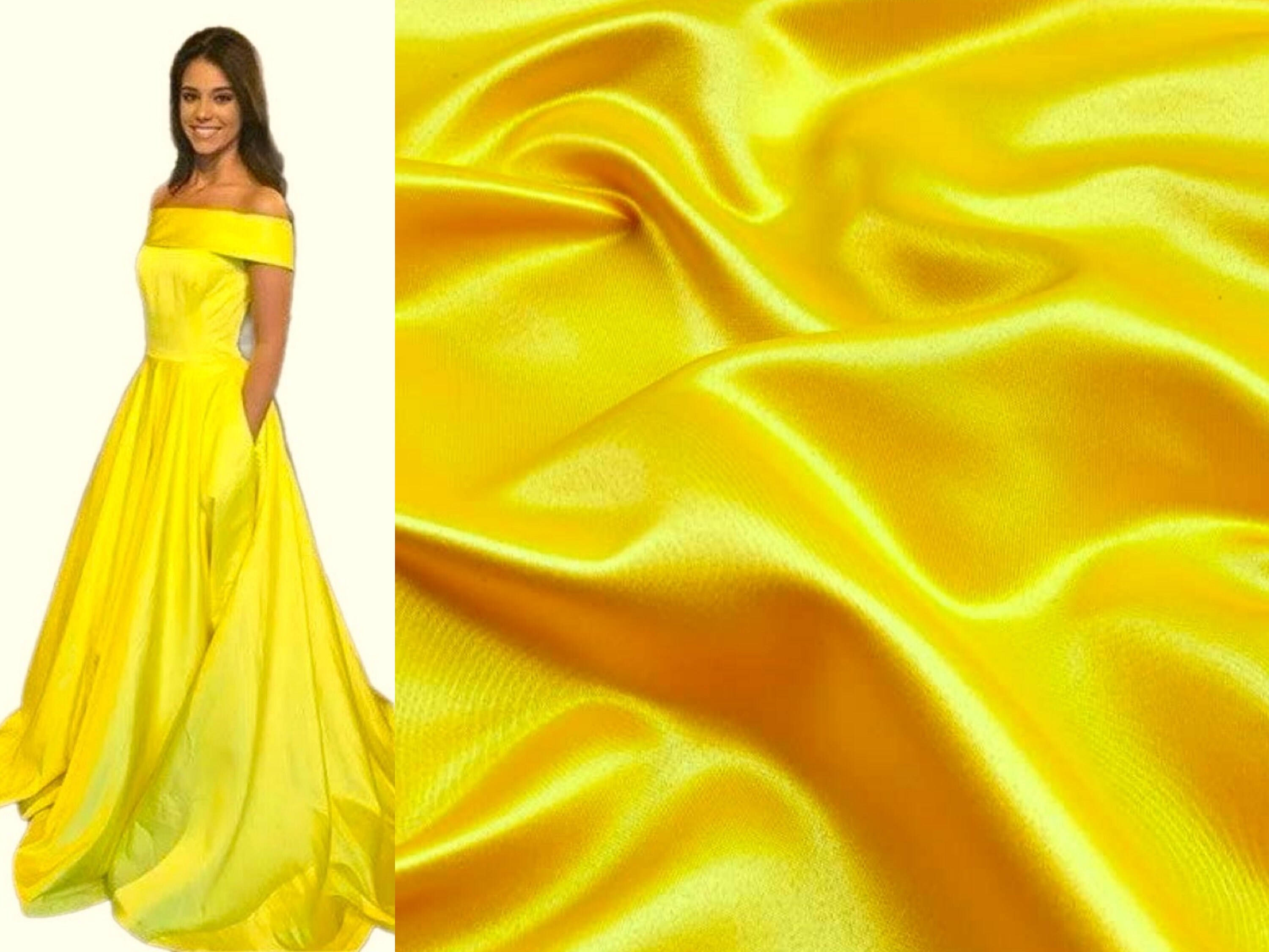 Yellow Duchesse Satin Yellow Heavy Satin Yellow Bridal - Etsy