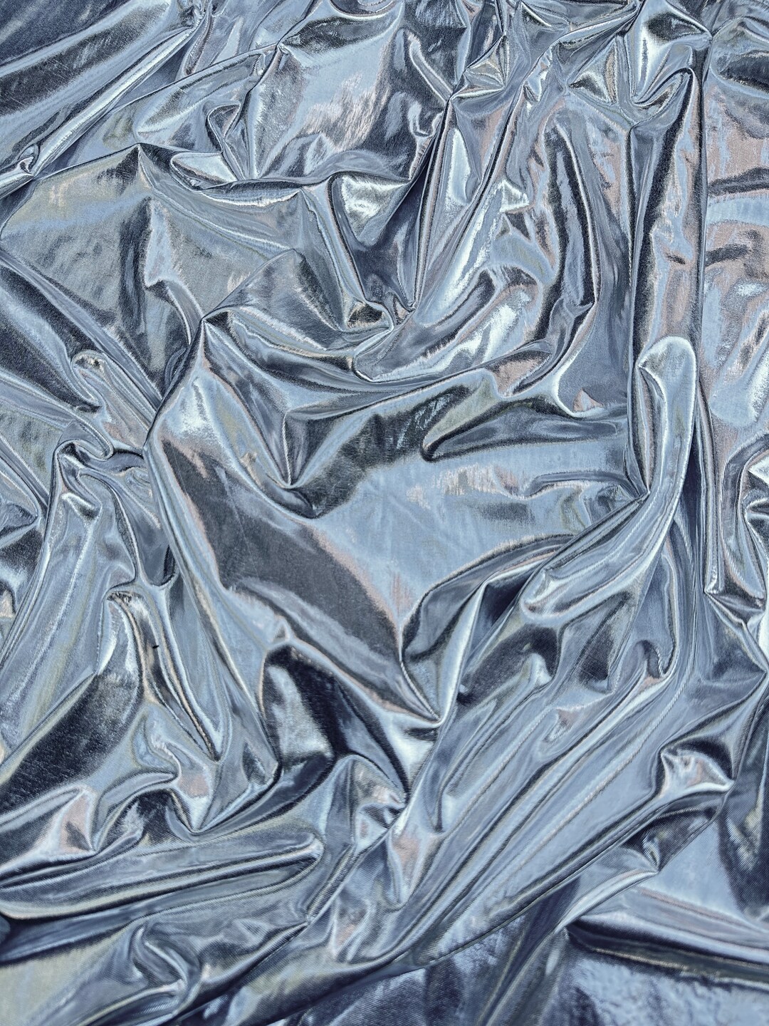 Silver Coated Spandex Pleather, Foiled Shiny Nylon Spandex, Silver 4 ...