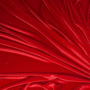 Red Shimmer Stretch Velvet, Red Glitter Velvet Fabric, Red Glimmery ...