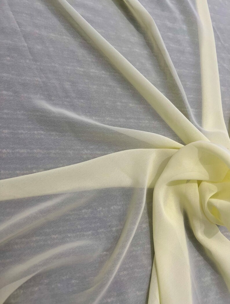 Pale Yellow Chiffon Fabric by the Yard Sheer Fabric Light - Etsy