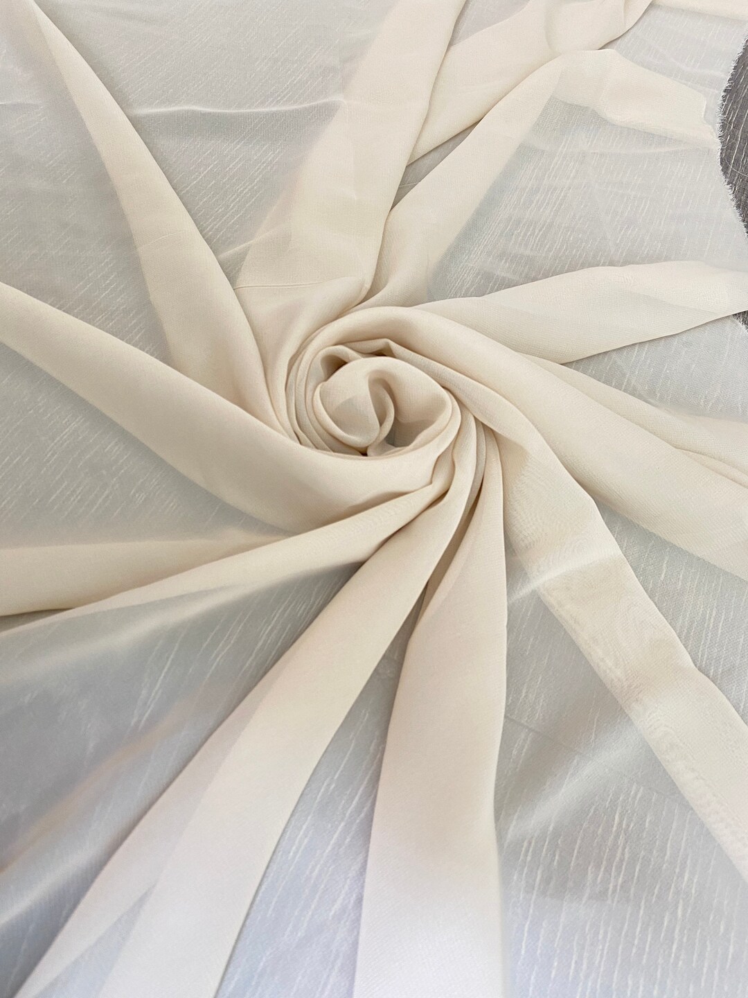 Cream Chiffon Fabric by the Yard Sheer Fabric Light Weight Cream ...