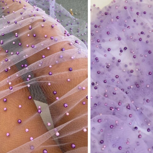 New Lavender Pearl Beaded Fabric on a Soft Tulle by the Yard - Etsy