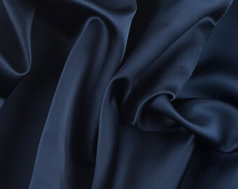 Eliza NAVY BLUE Shiny Heavy Bridal Wedding Satin Fabric by the Yard ...