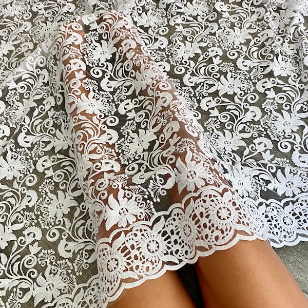 White Lace Fabric - Etsy