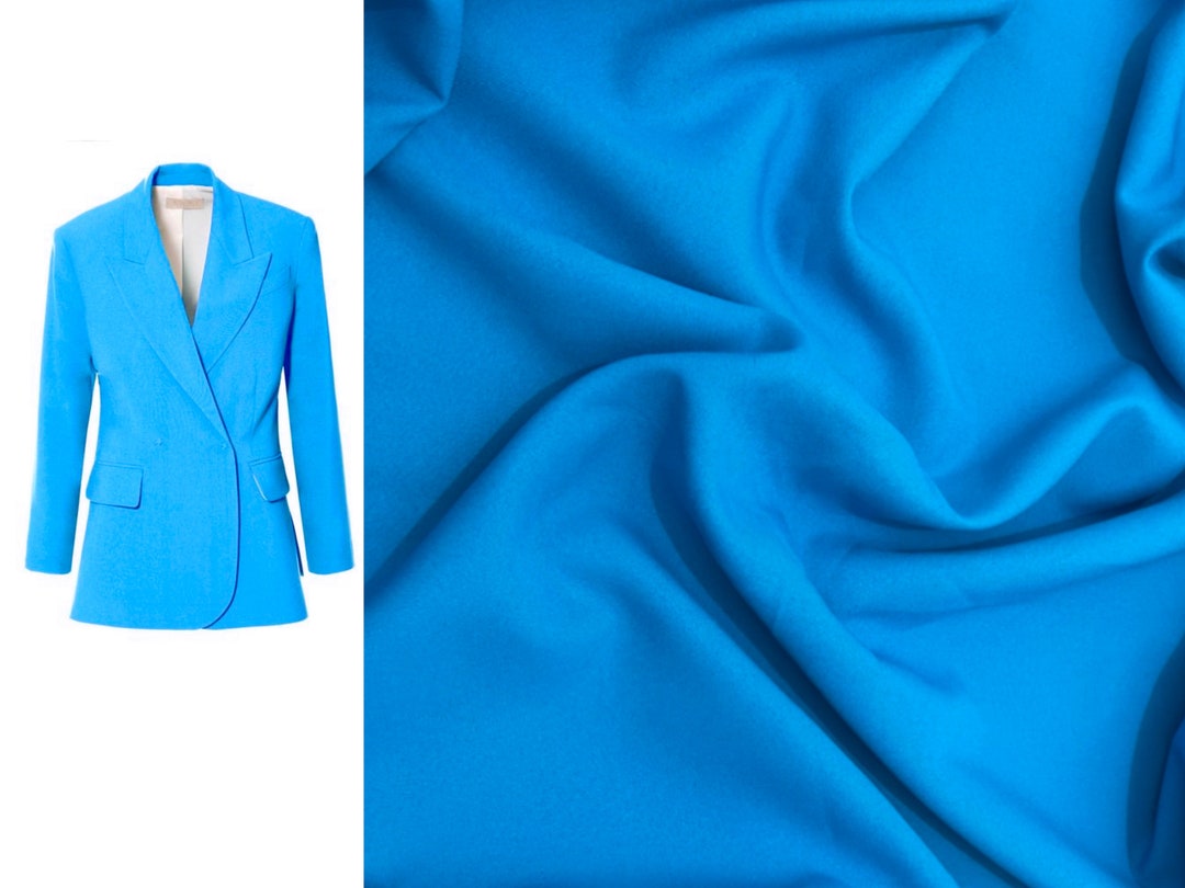 Ocean Blue Poplin Fabric by Yard. Sky Blue Gabardine Fabric for Suiting ...