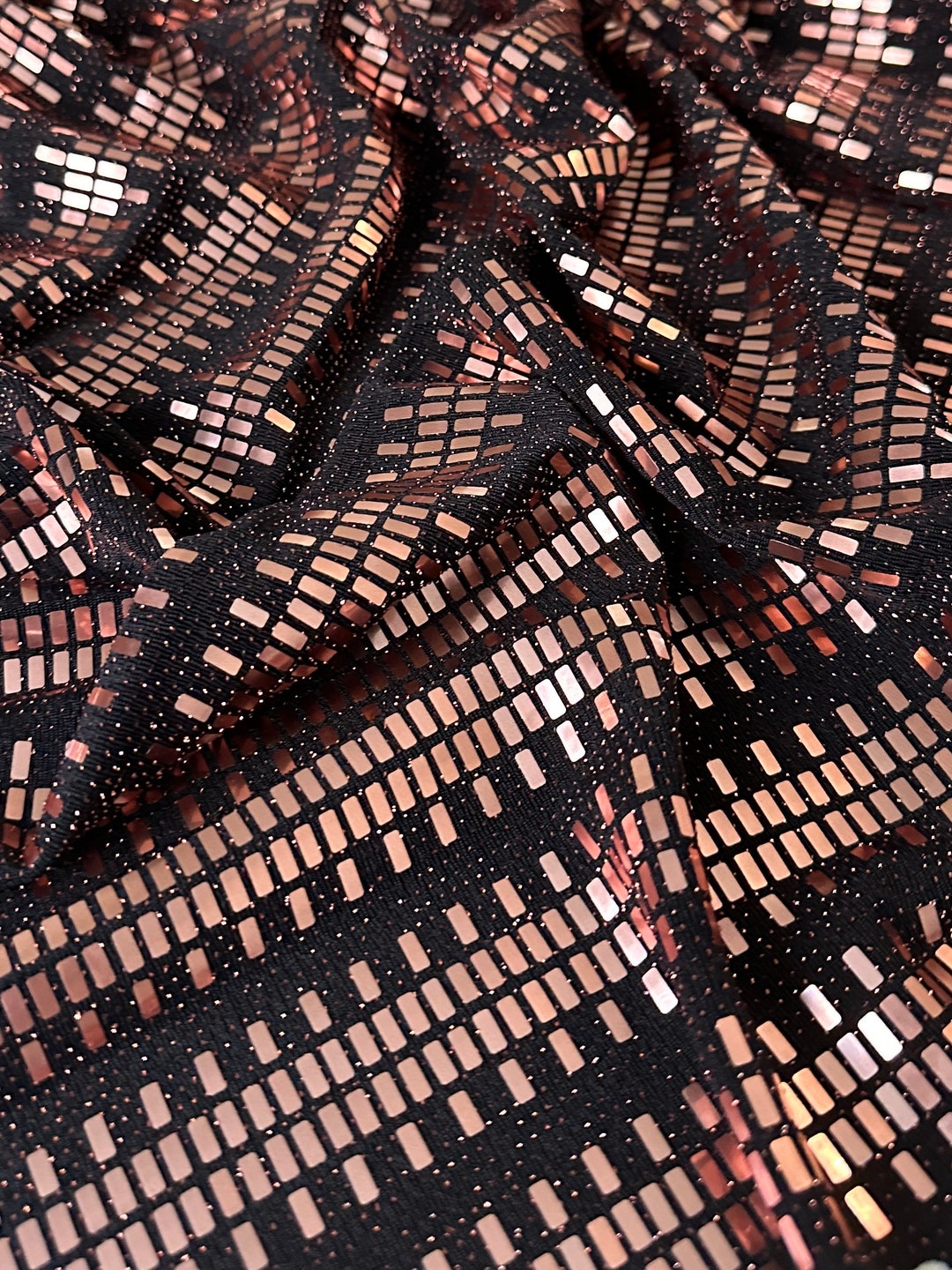 Rose Gold Flat Mirror Sequin Spandex ,copper Gold Disco Fabric, Stretch ...