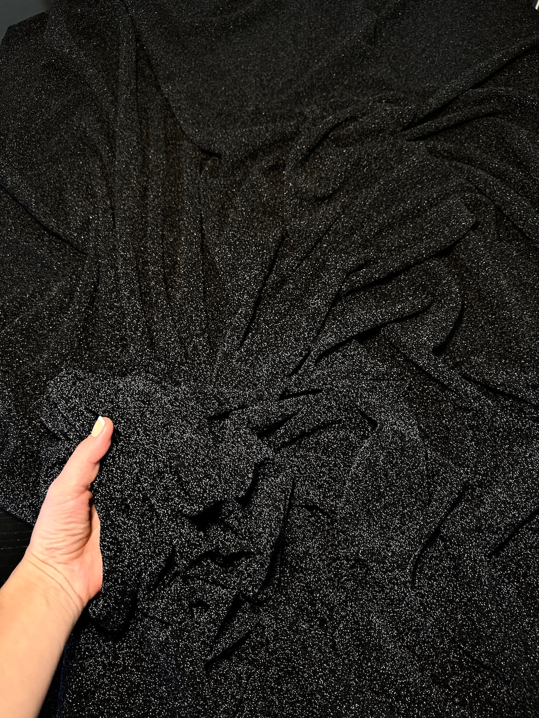 Black Glitter Lurex Jersey, Black Shimmery Spandex Lurex Fabric, 4 Way ...