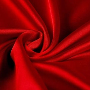 Red Satin Fabric, Silky Satin Fabric Red, Bridal Satin Medium Weight ...