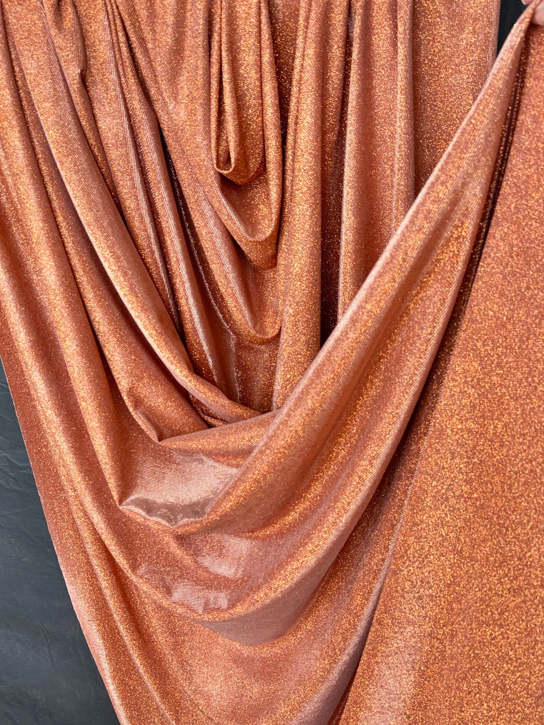 Orange Rust Lurex Glitter Fabric/ Glimmer/ Copper Shimmer Fabric, Rust ...