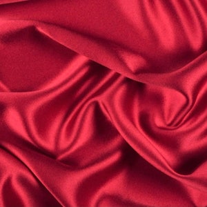Red Satin Fabric, Silky Satin Fabric Red, Bridal Satin Medium Weight ...