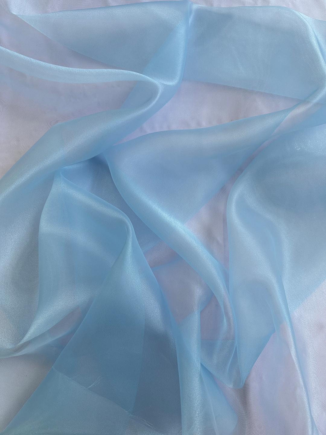 Baby Blue Crystal Organza Fabric, Sky Blue Sheer Organza Fabric ...