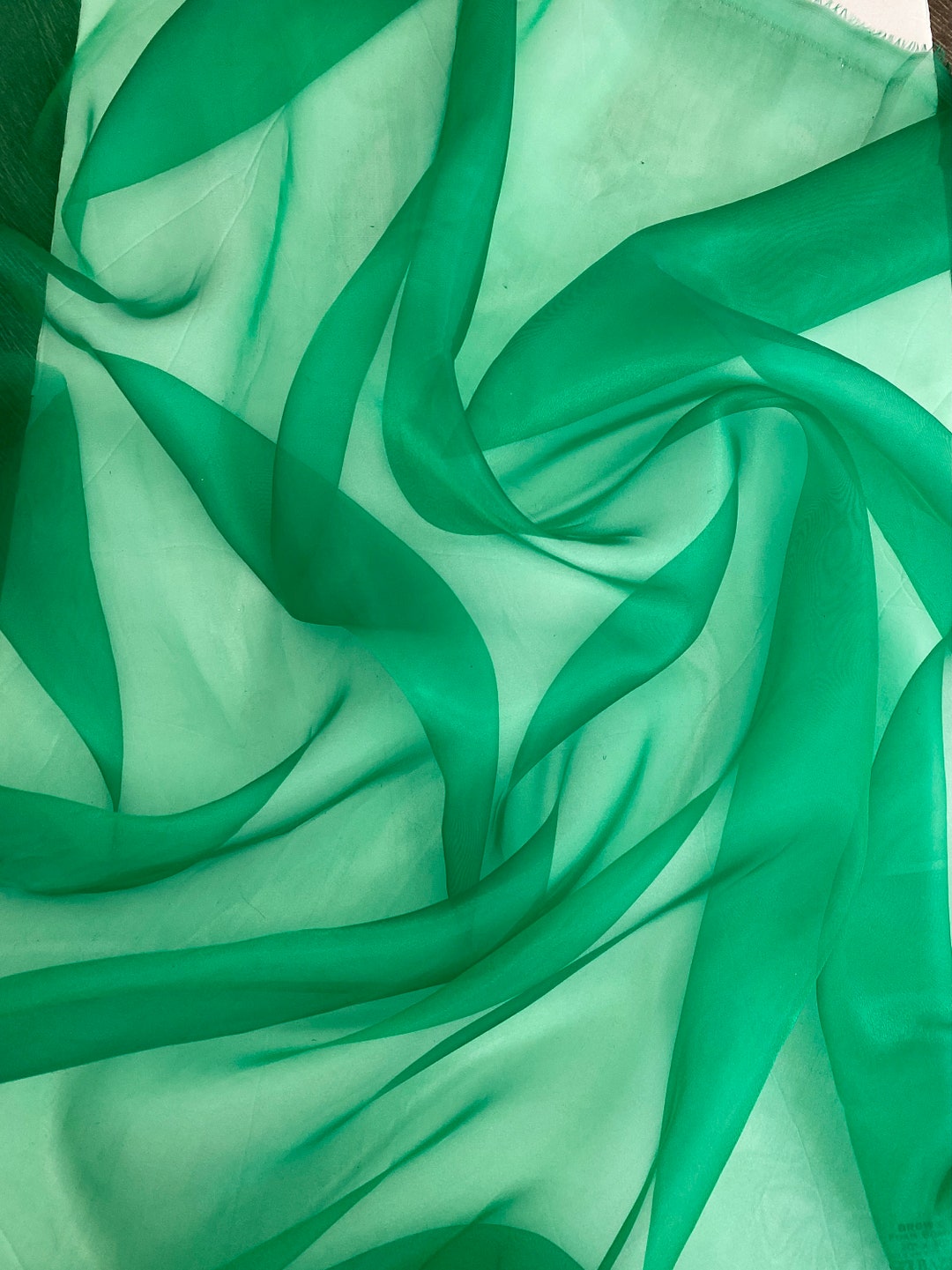 Kelly Green Crystal Organza Fabric, Kelly Green Sheer Organza Fabric ...