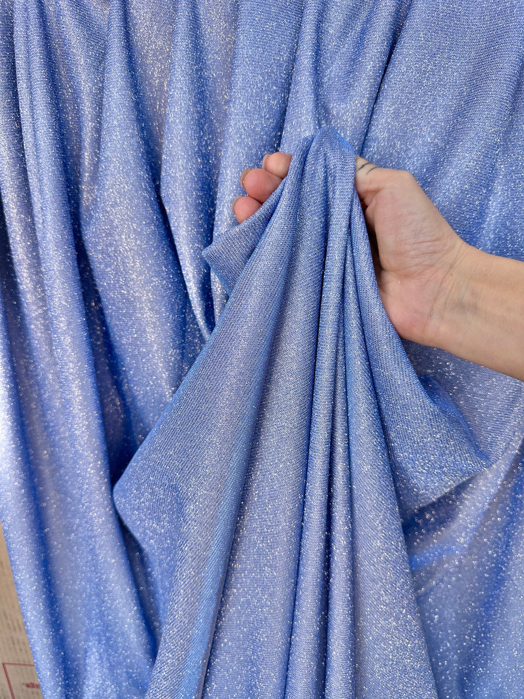 Sky Blue Lurex Fabric, Sky Blue Glitter Fabric, Baby Blue Sparkly ...