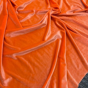 Orange Stretch Velvet Fabric by Yard, Orange Stretch Velvet for Dresses ...
