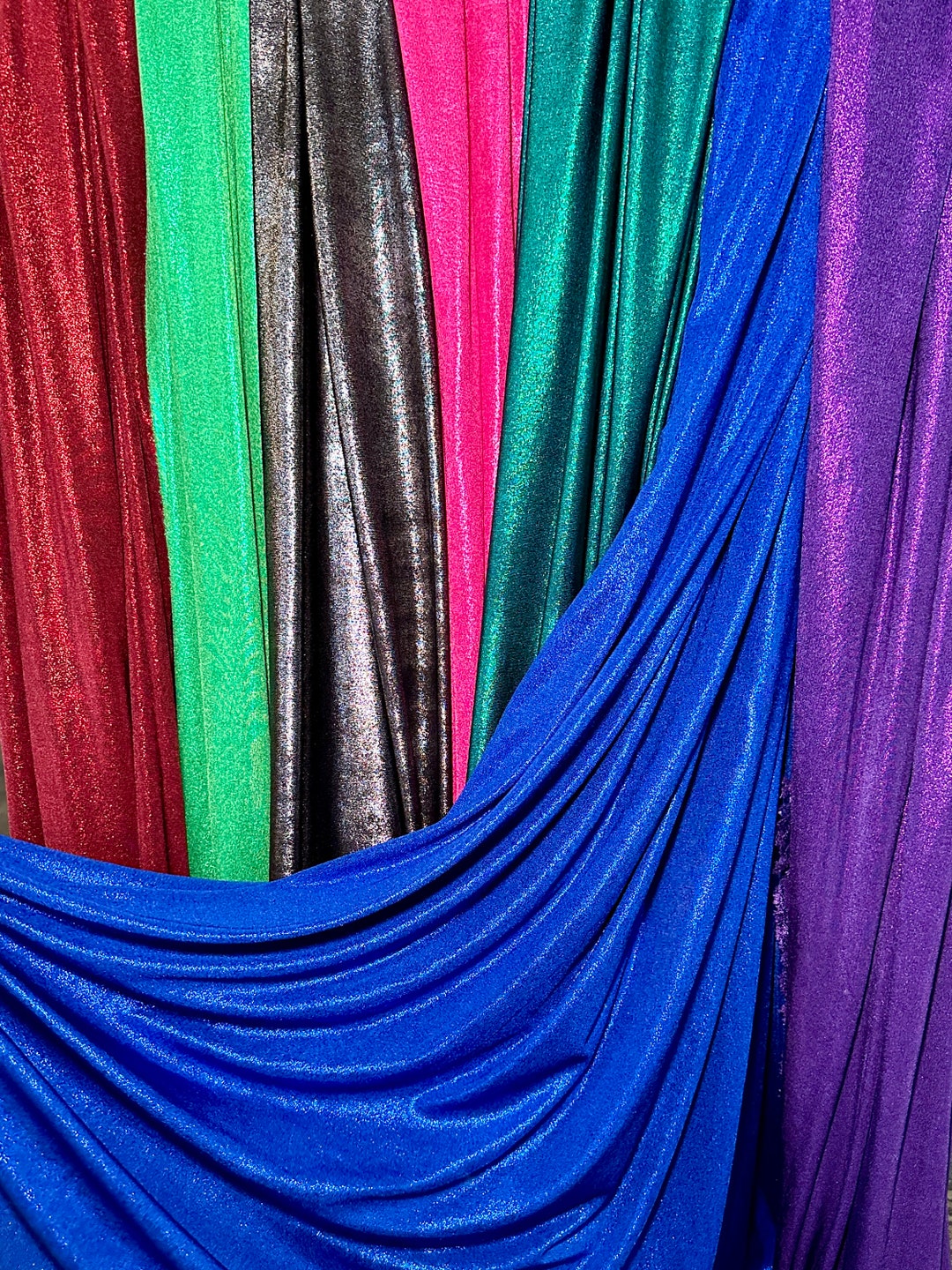 Slinky Foiled Jersey Knit, Metallic Lame Fabric, 4 Way Stretch Slinky ...