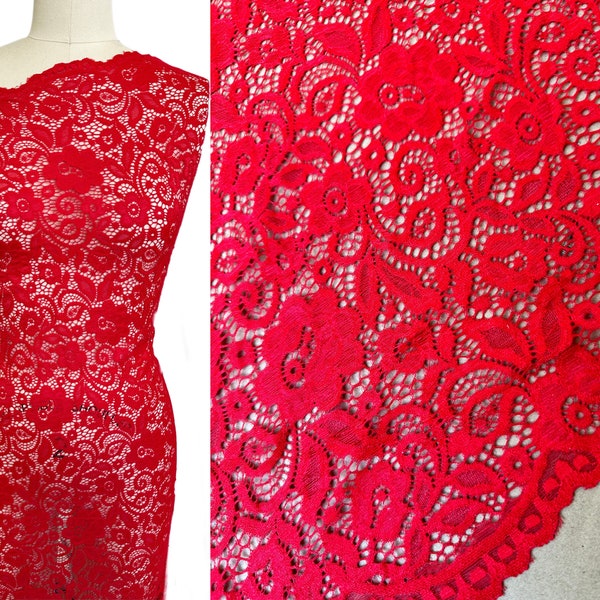 Red Lace Fabric - Etsy