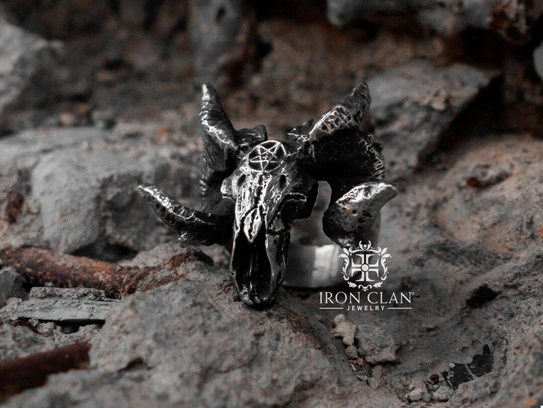 SORATH III (handsculpted Demonology Ring • 925 Silver & Gold Baphomet ...