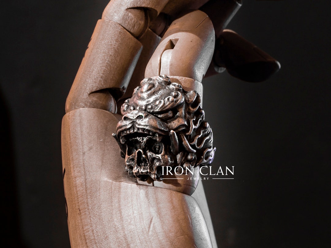 FOO DOG (handsculpted Skull Ring • Men Skull Ring) - Etsy