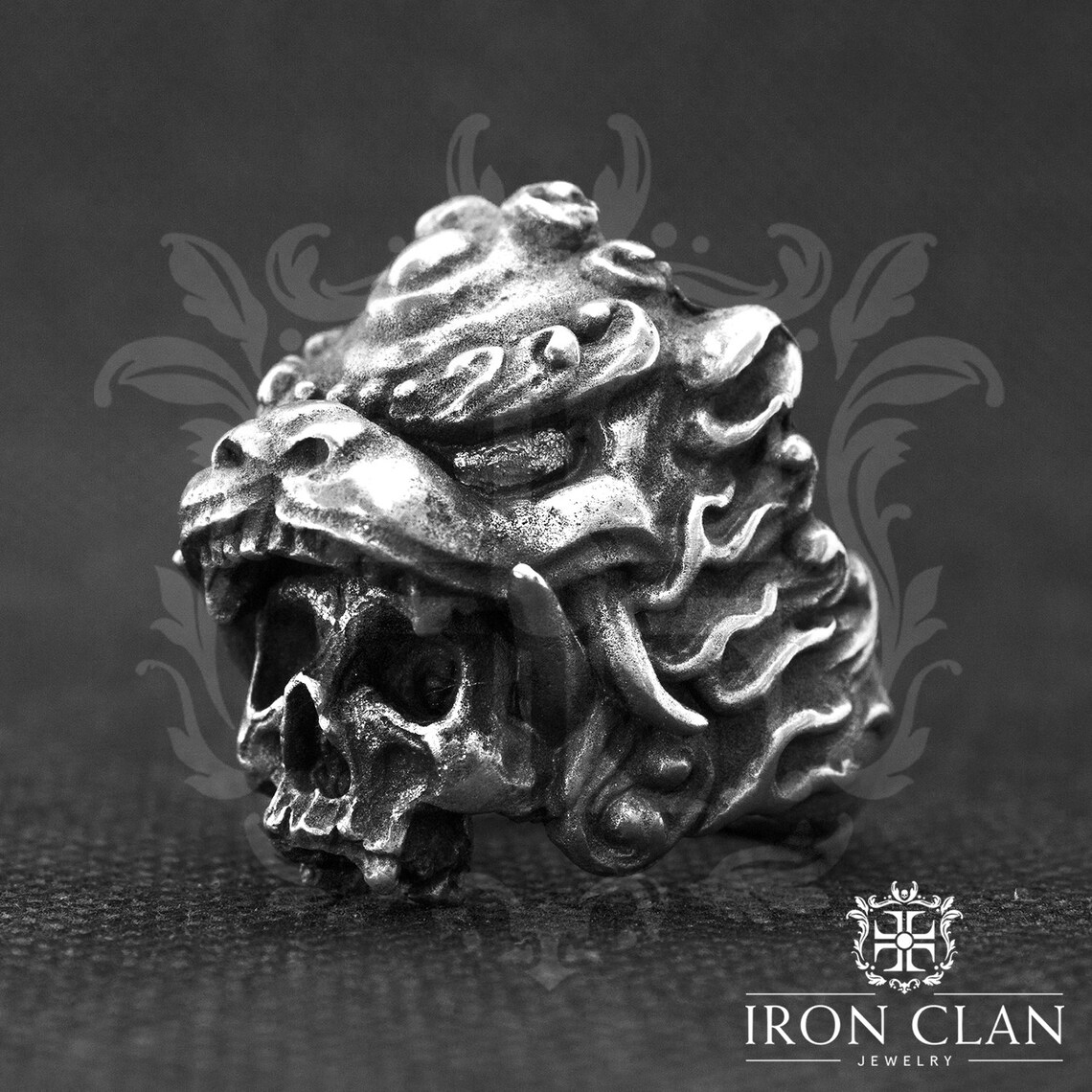 FOO DOG handsculpted Skull Ring Men Skull Ring - Etsy