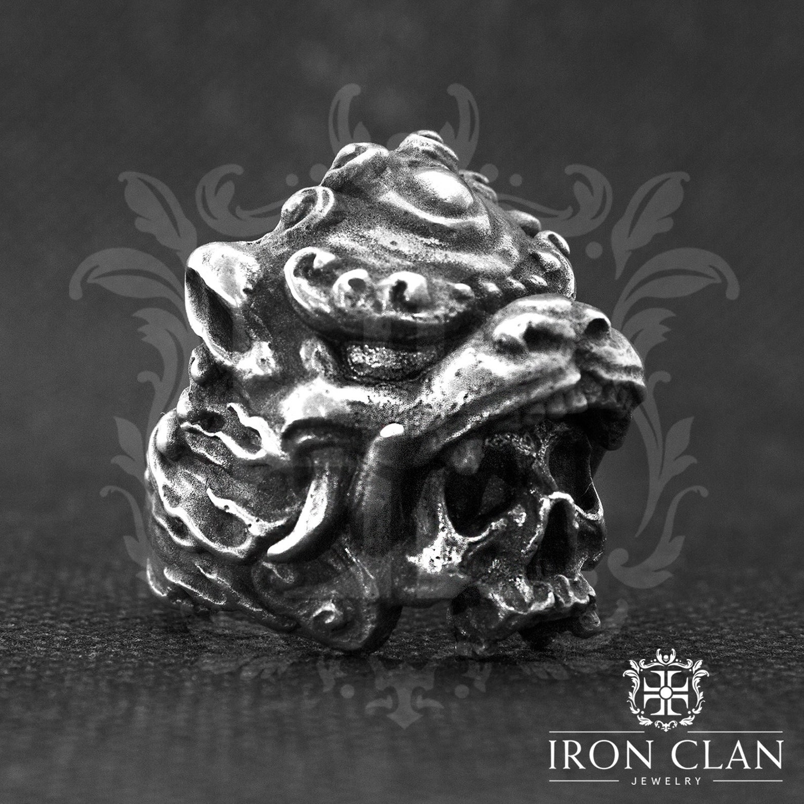 FOO DOG handsculpted Skull Ring Men Skull Ring - Etsy
