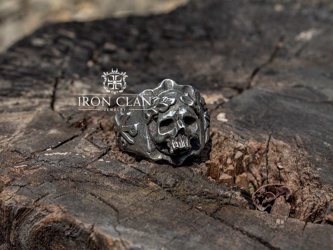 CAESAR Handsculpted Skull Ring Gothic Ring | Etsy