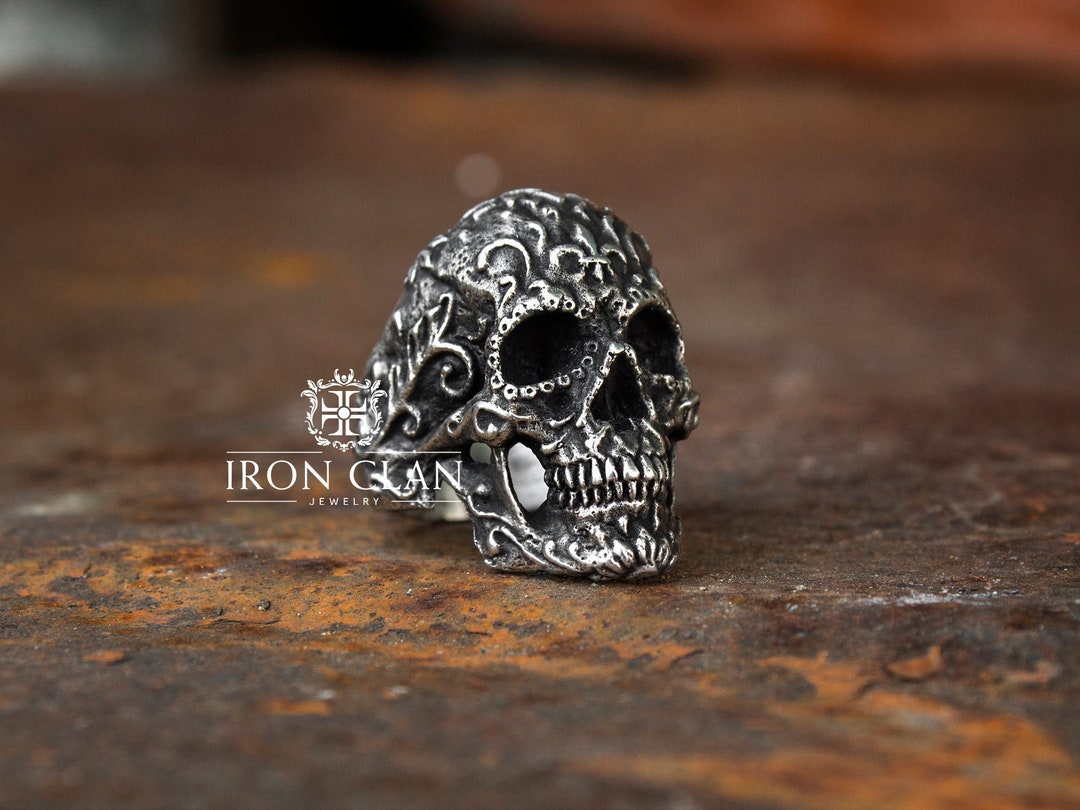 SUGAR SKULL (handsculpted Skull Ring • 925 Sterling Silver Ring) - Etsy