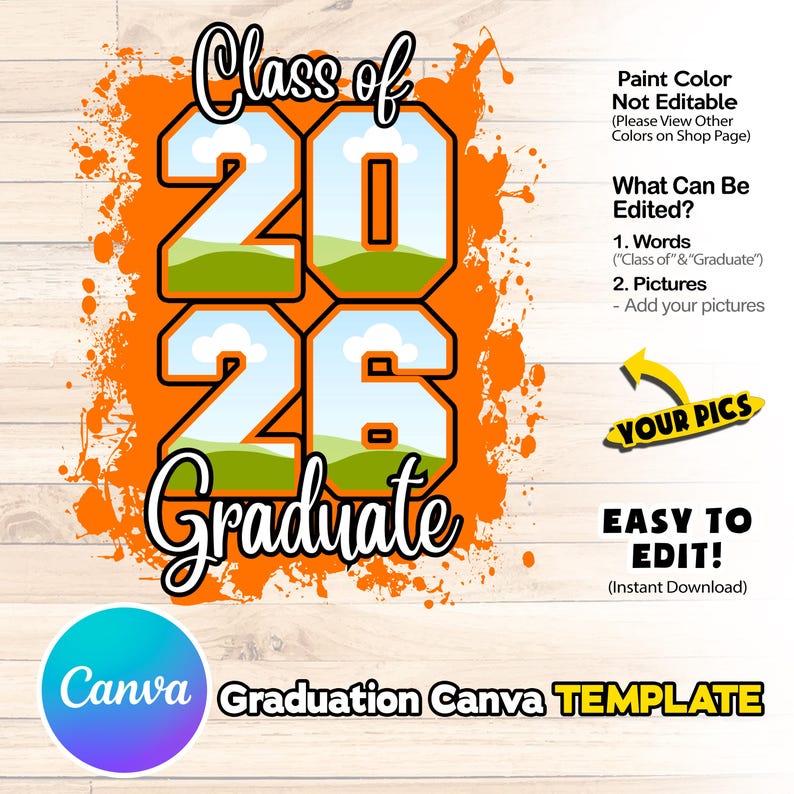 Class of 2026 Graduation Senior Design, Canva Template, Add Pictures ...