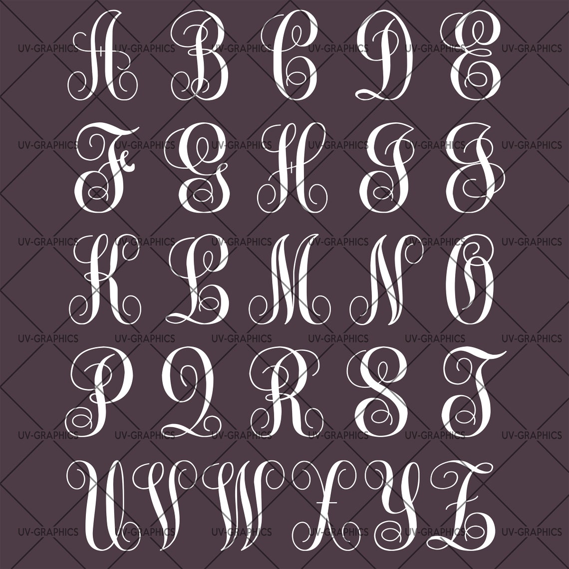 Monogram Letters SVG Fancy Monogram Alphabet SVG & PNG 26 | Etsy