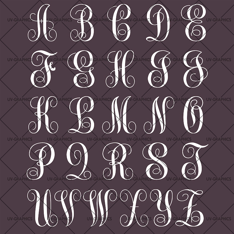 Monogram Letters SVG Fancy Monogram Alphabet SVG & PNG 26 | Etsy