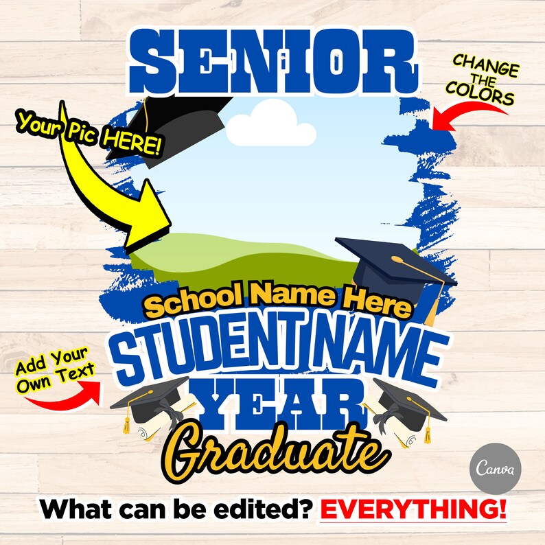 Graduation Senior Design Template Canva PRO Template DIY, Add Picture ...