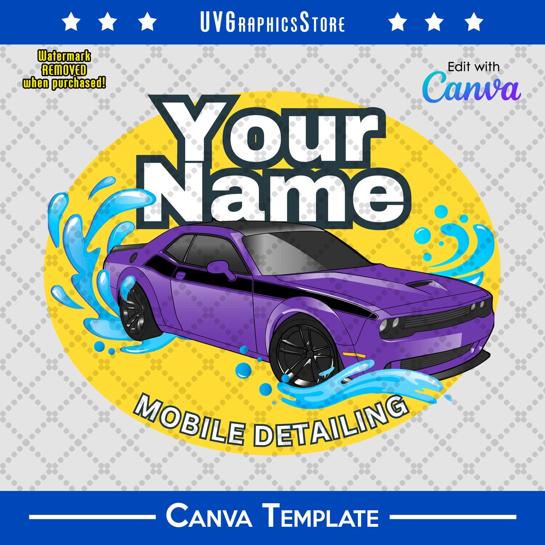 Car Wash Mobile Detailing Logo Canva Template - HIGH RES - Etsy