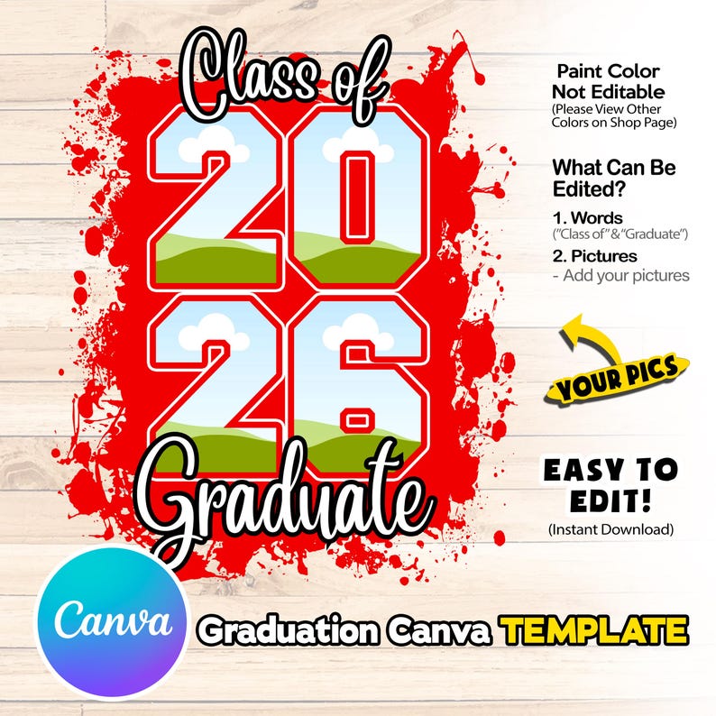 Class of 2026 Graduation Senior Design, Canva Template, Add Pictures ...