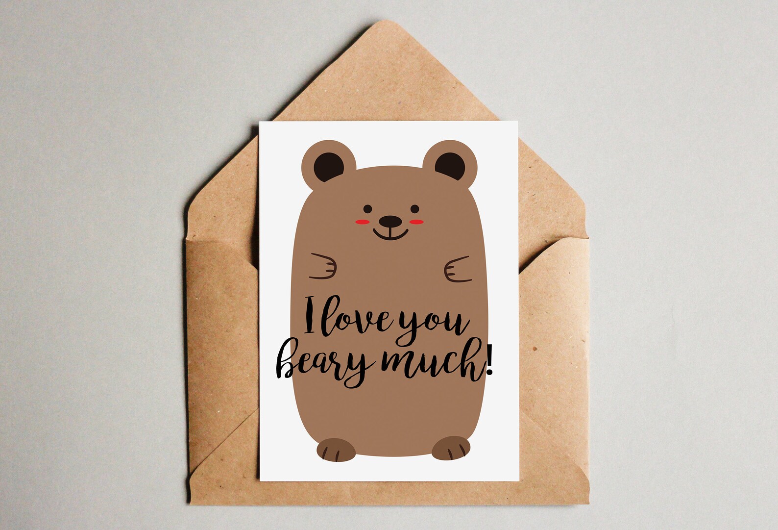I Love You Beary Much Bear Pun Greeting Card Cheeky Cute Etsy