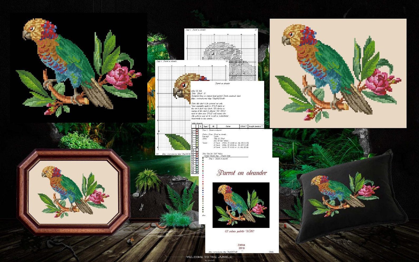 Bird Floral Parrot Cross Stitch Pattern Berlin Woolwork - Etsy